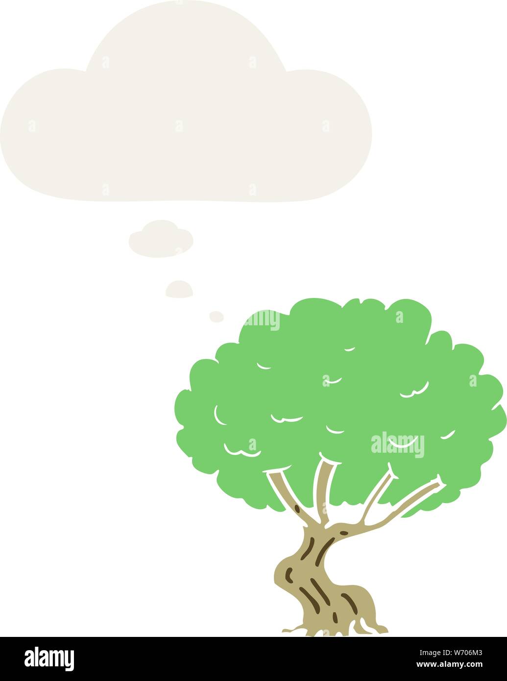 cartoon tree with thought bubble in retro style Stock Vector Image ...