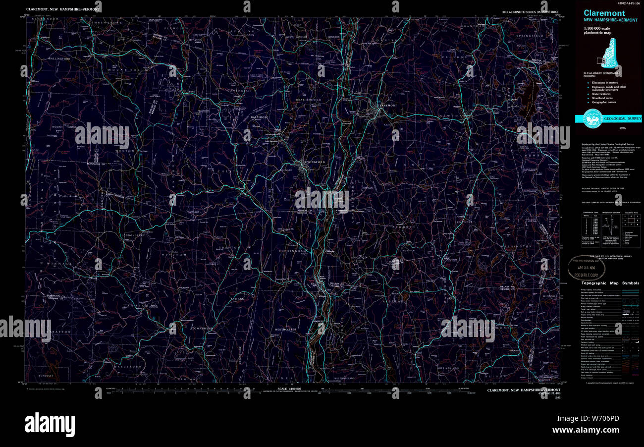 Claremont new hampshire map hi-res stock photography and images - Alamy