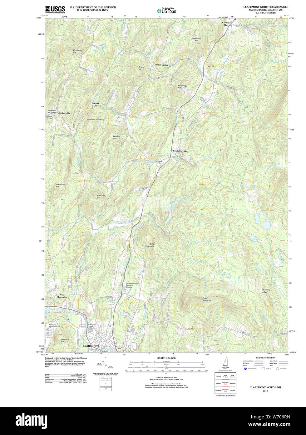 Claremont new hampshire map hi-res stock photography and images - Alamy