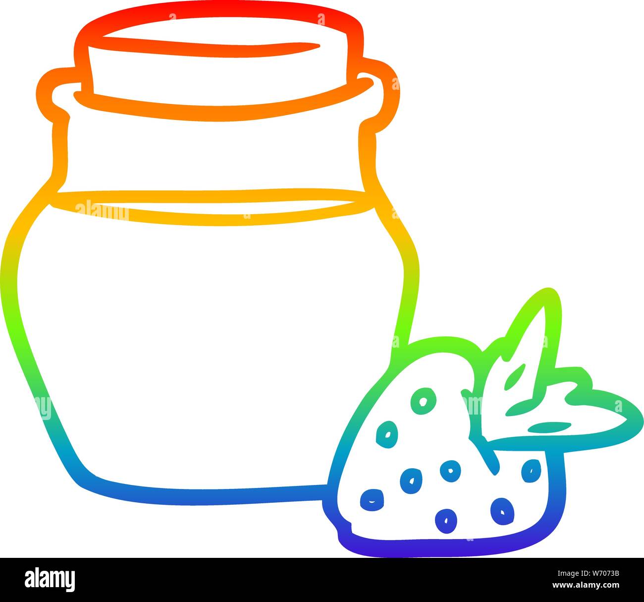 rainbow gradient line drawing of a jar of strawberry jam Stock Vector ...