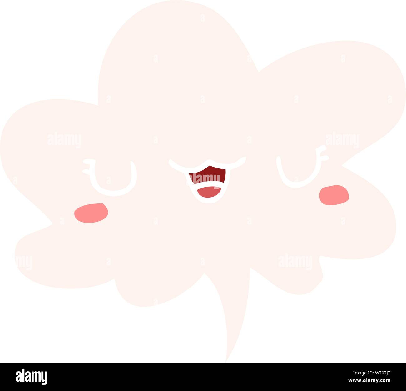 cute cartoon face with speech bubble in retro style Stock Vector Image ...