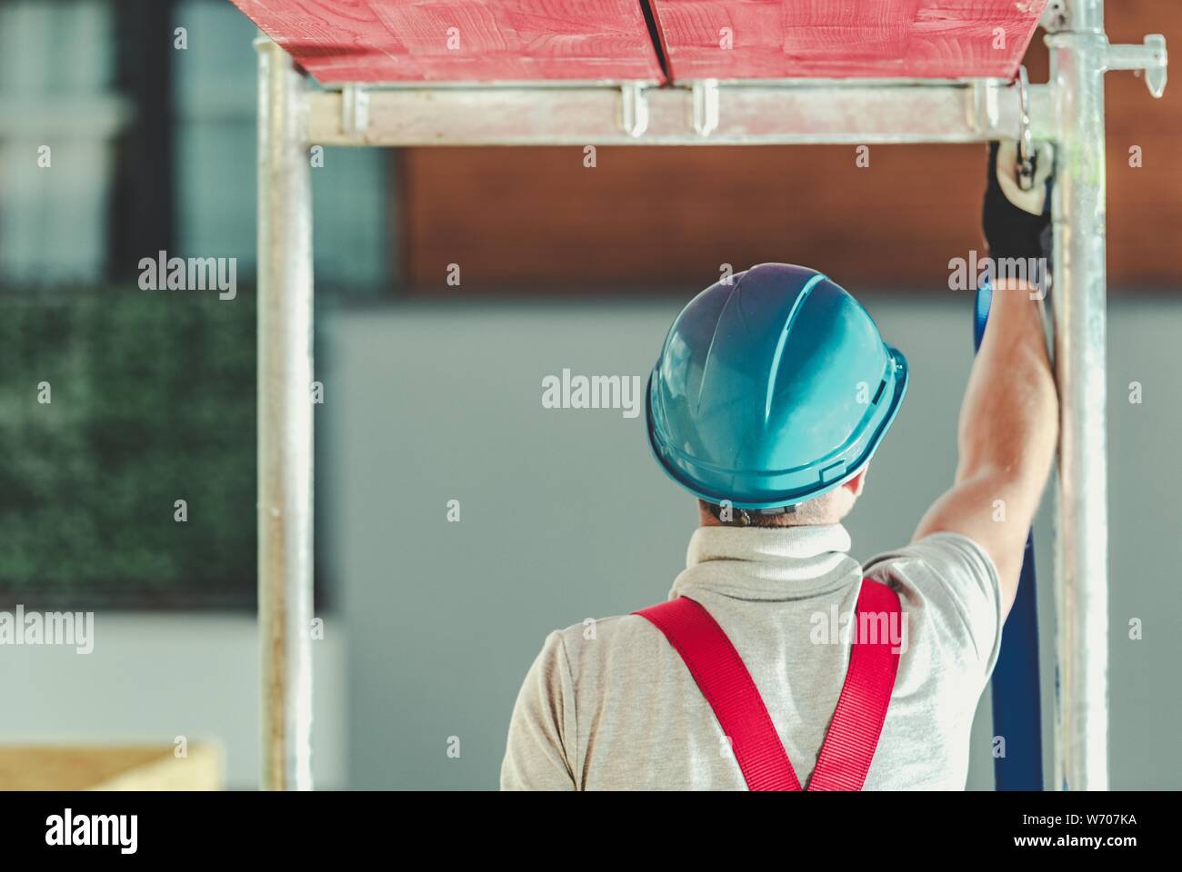 Construction Workers Safety on a Scaffolding. Working on Height ...