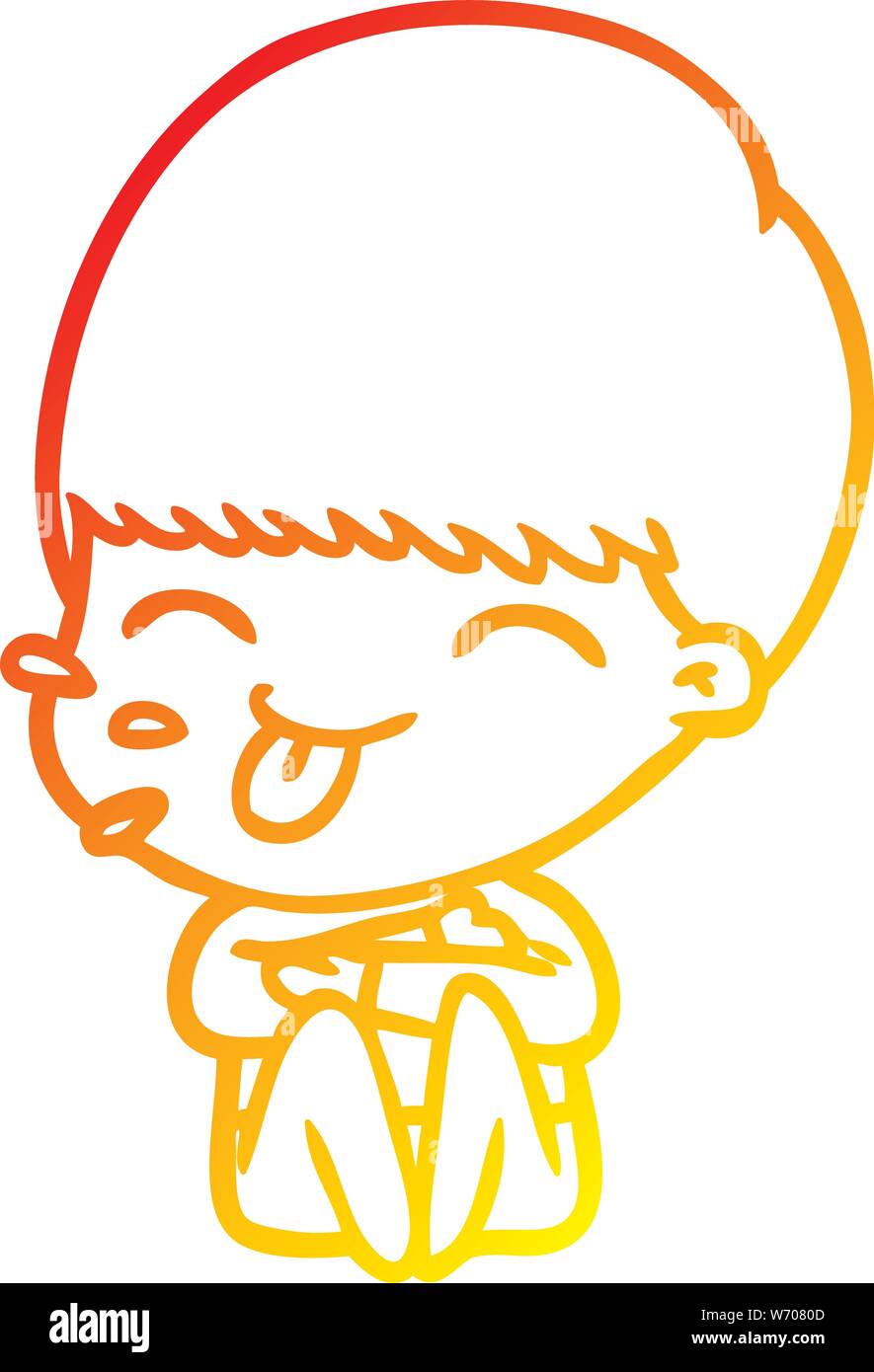 warm gradient line drawing of a cartoon rude man Stock Vector Image ...