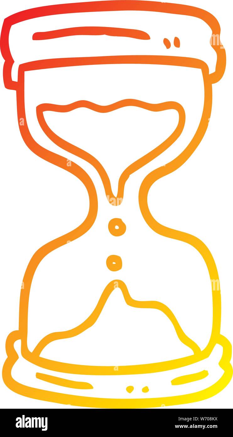 warm gradient line drawing of a cartoon hourglass Stock Vector Image ...