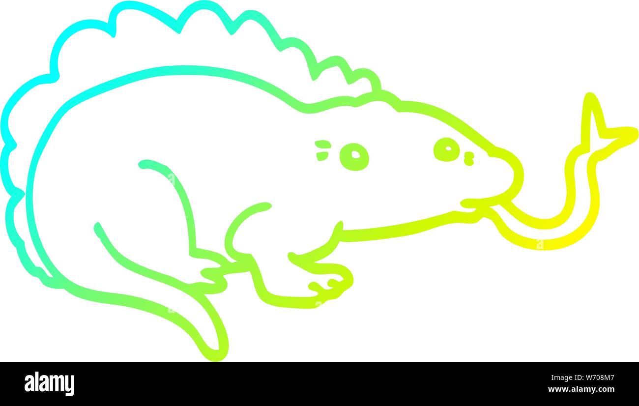 cold gradient line drawing of a cartoon lizard Stock Vector Image & Art ...