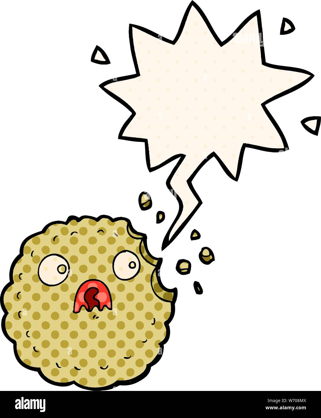 frightened cookie cartoon with speech bubble in comic book style Stock ...