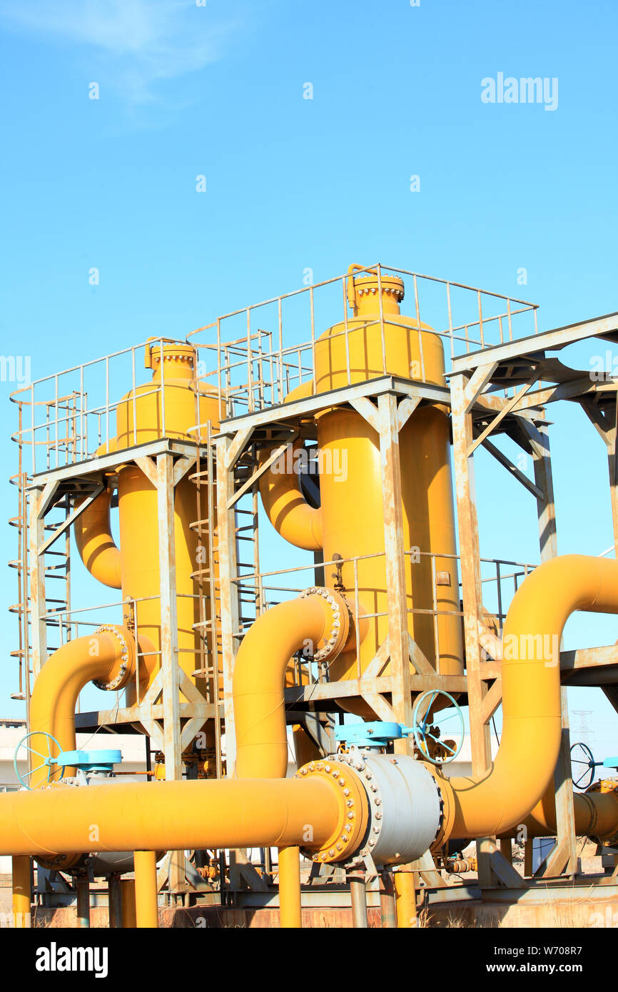 Oilfield equipment, oil field landscape Stock Photo - Alamy