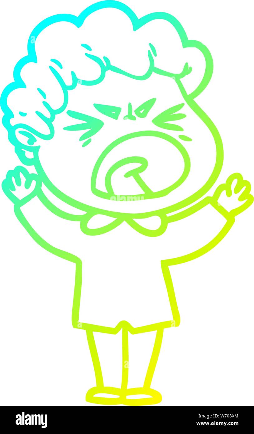 cold gradient line drawing of a cartoon furious man Stock Vector Image ...