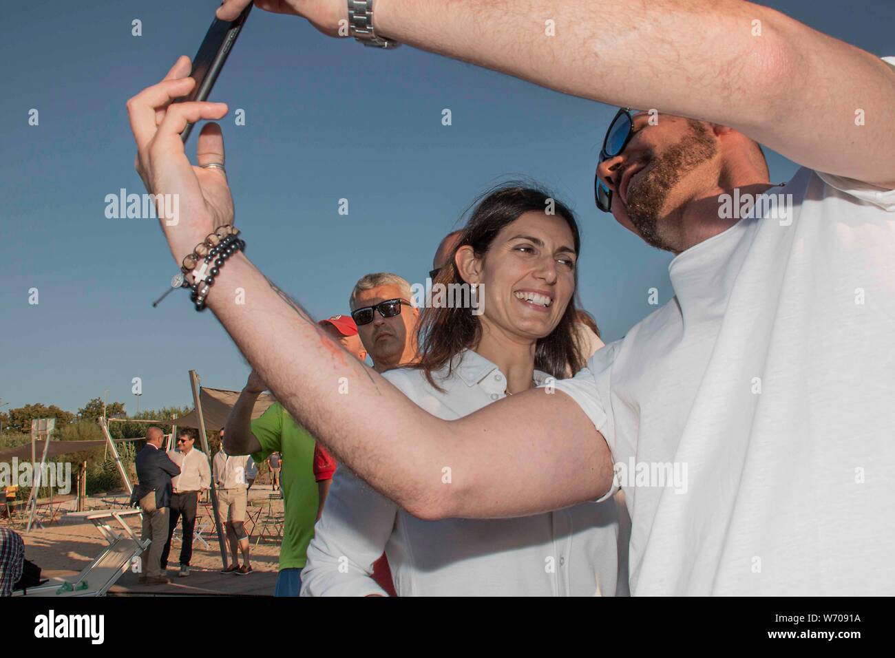 Virginia Raggi inaugurates the Tiberis beach Stock Photo - Alamy