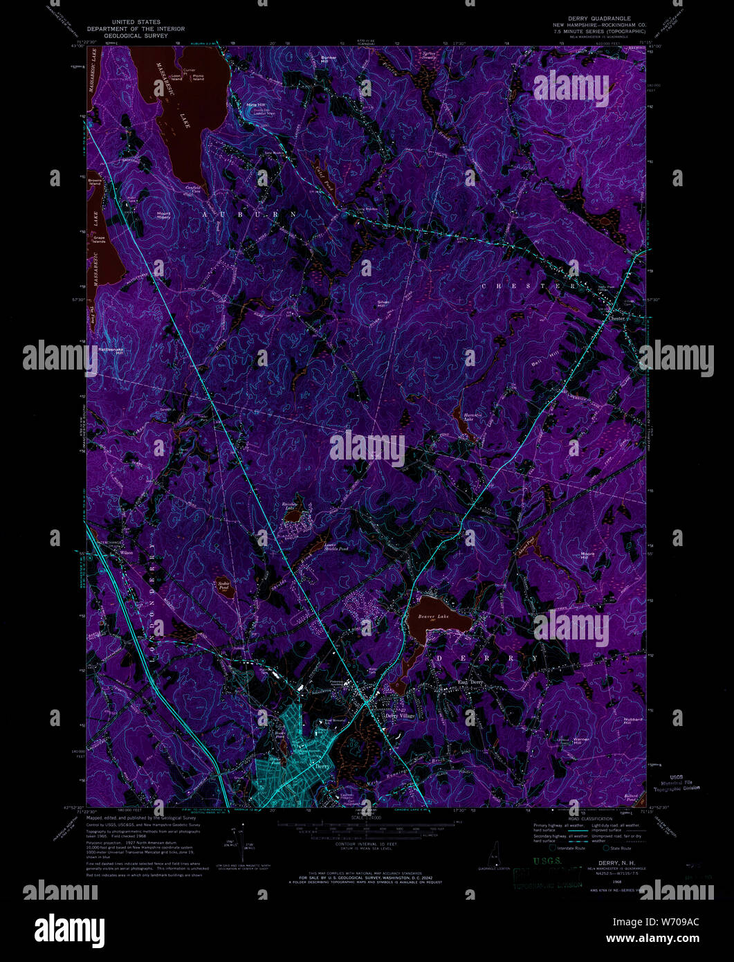 USGS TOPO Map New Hampshire NH Derry 329521 1968 24000 Inverted ...