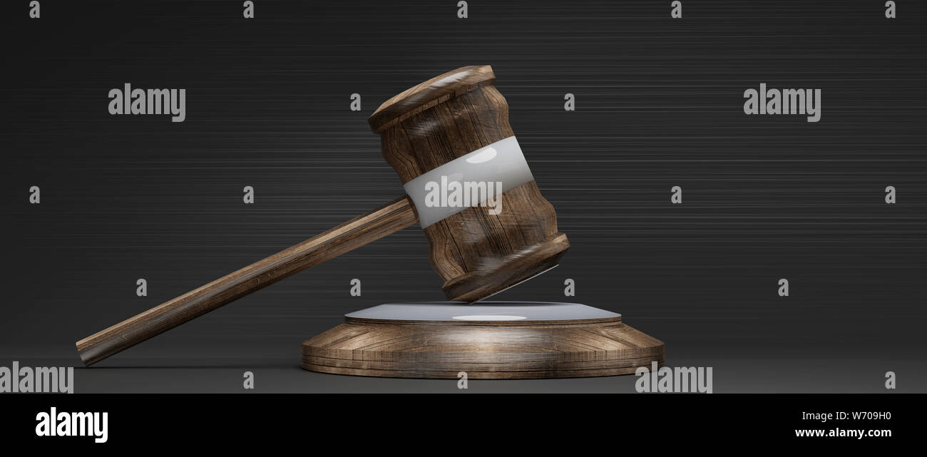 wooden judge gavel on dark background 3d-illustration Stock Photo - Alamy