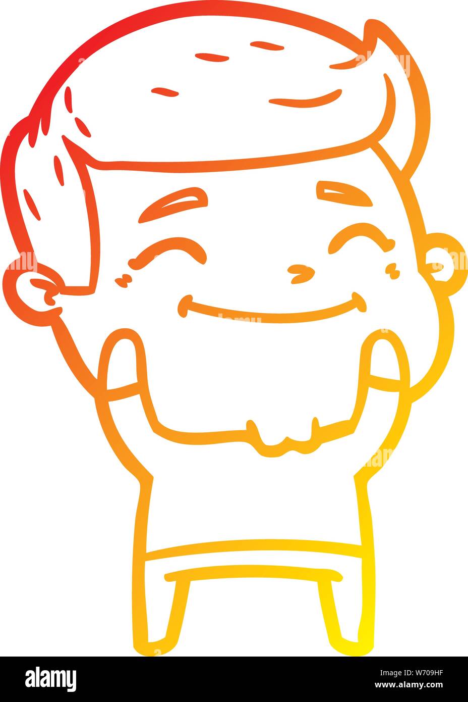 warm gradient line drawing of a happy cartoon man Stock Vector Image ...