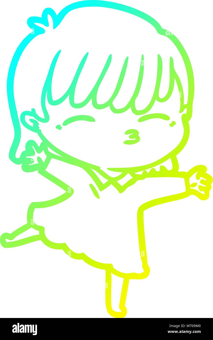 cold gradient line drawing of a cartoon woman Stock Vector Image & Art ...