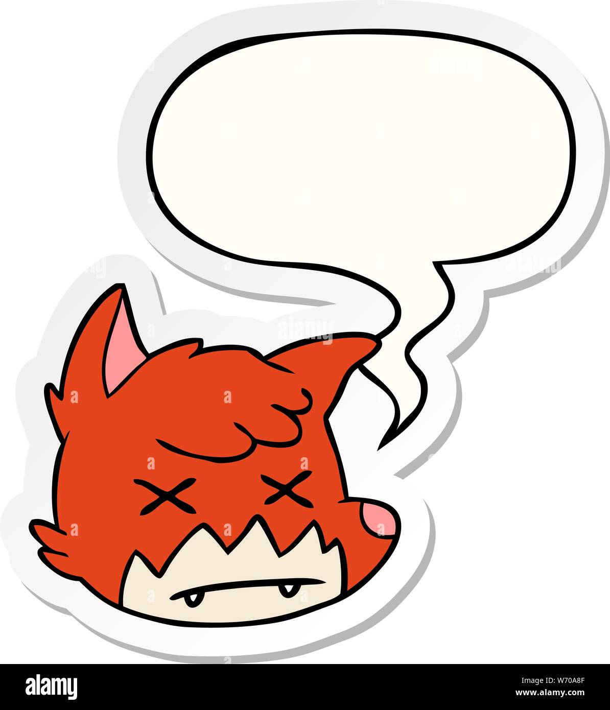 cartoon dead fox face with speech bubble sticker Stock Vector Image ...