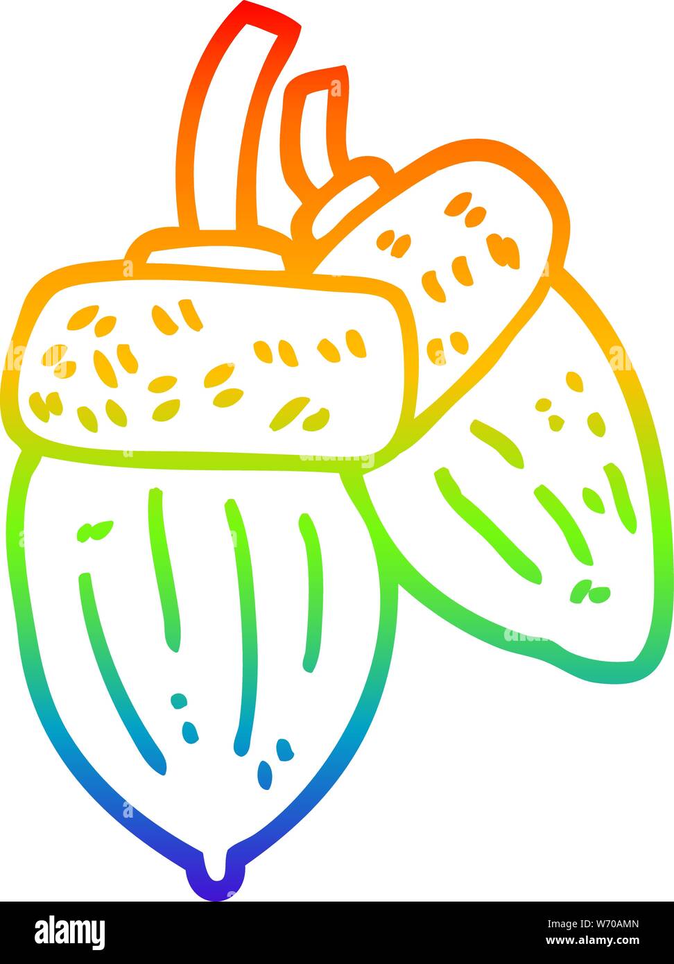 rainbow gradient line drawing of a cartoon acorn Stock Vector Image ...