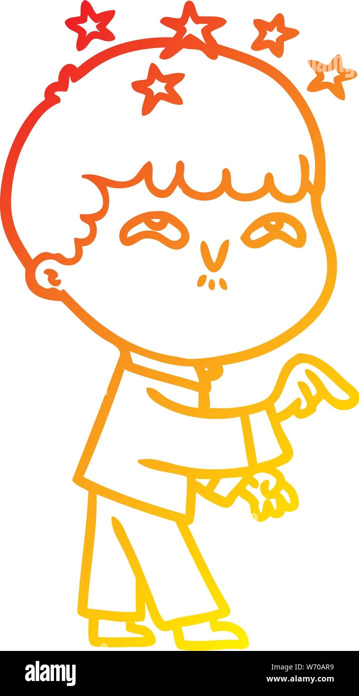 warm gradient line drawing of a cartoon amazed boy Stock Vector Image ...