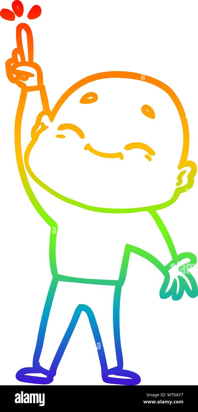 rainbow gradient line drawing of a cartoon bald man dancing Stock ...