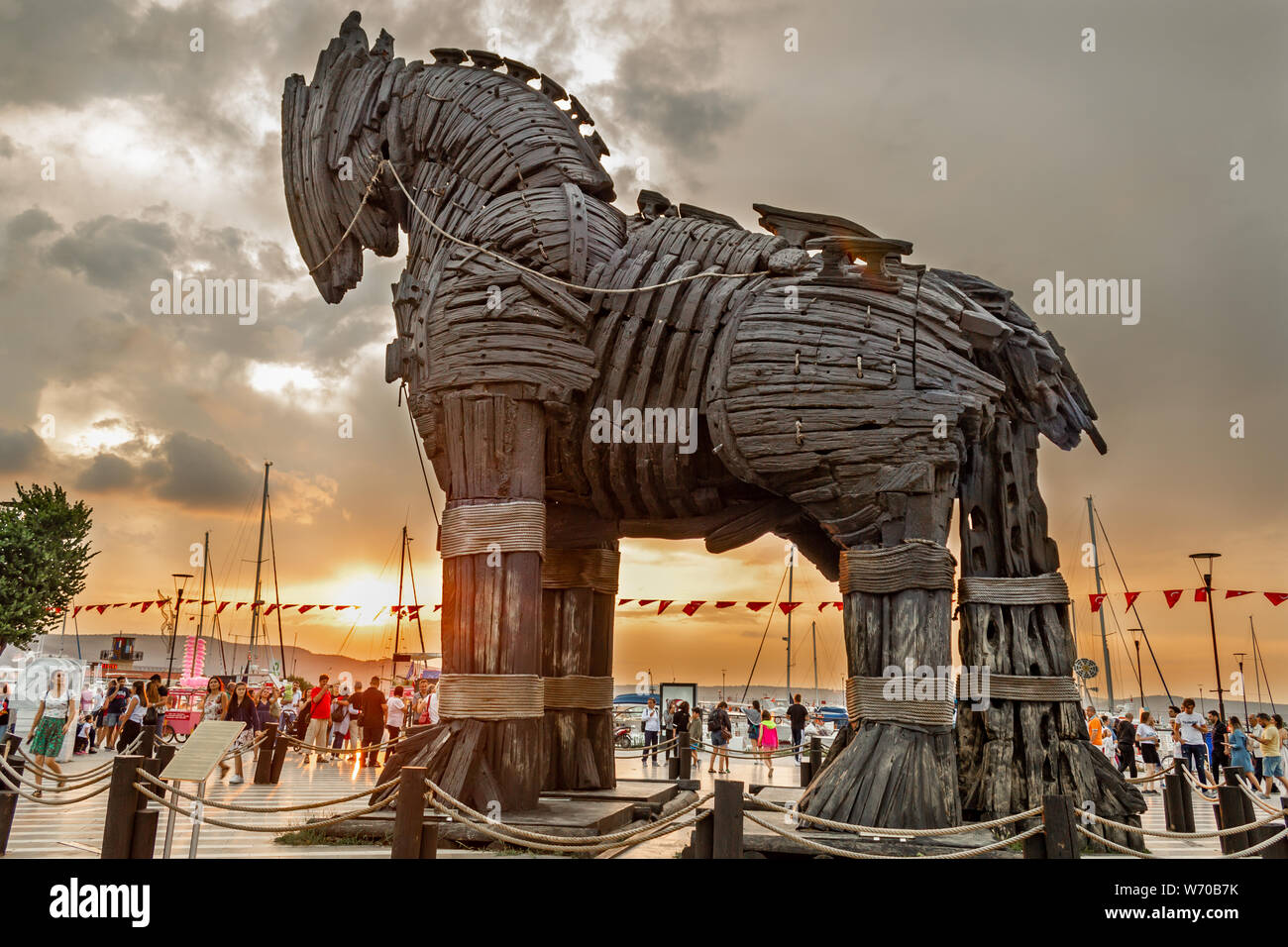 Canakkale / Turkey - July 14 2019: Symbolic wooden Trojan Horse statue ...