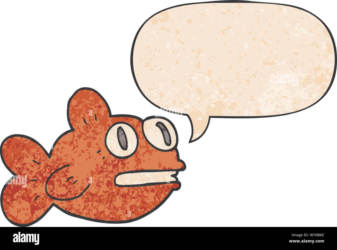 cartoon fish with speech bubble in retro texture style Stock Vector ...