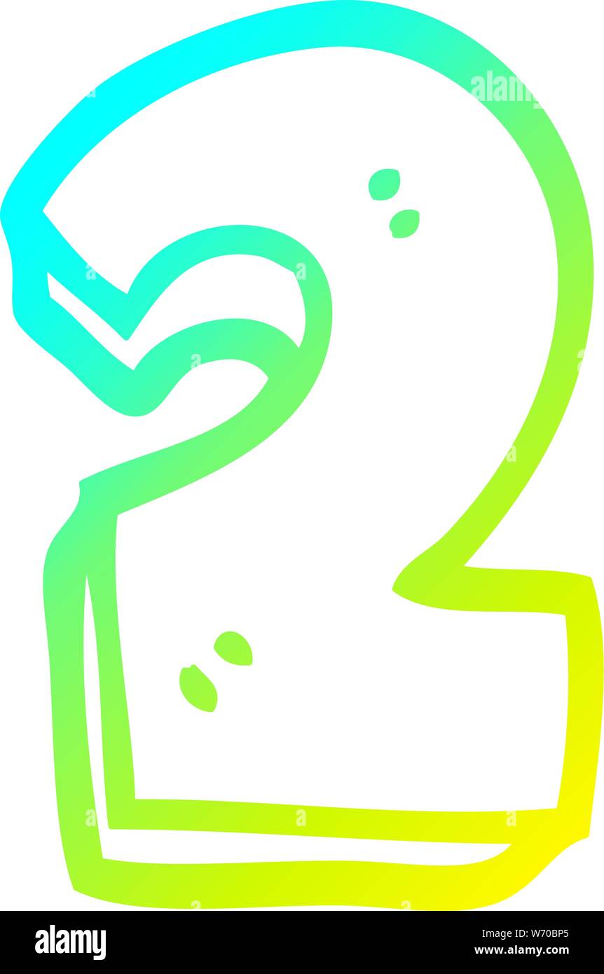 cold gradient line drawing of a cartoon number two Stock Vector Image ...