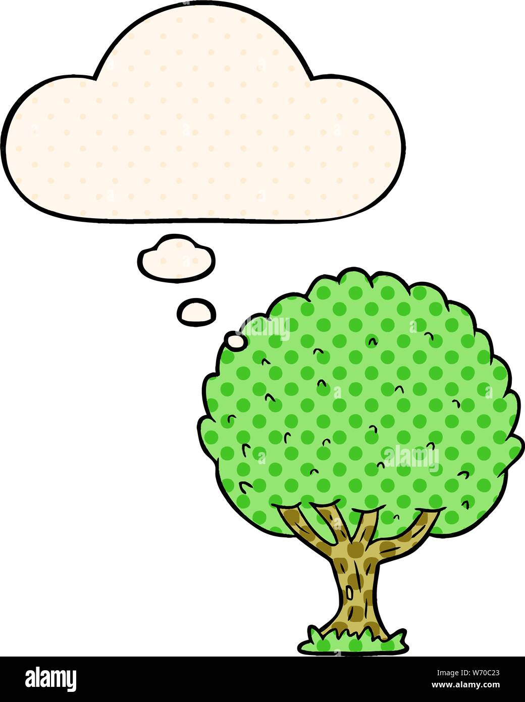 cartoon tree with thought bubble in comic book style Stock Vector Image ...