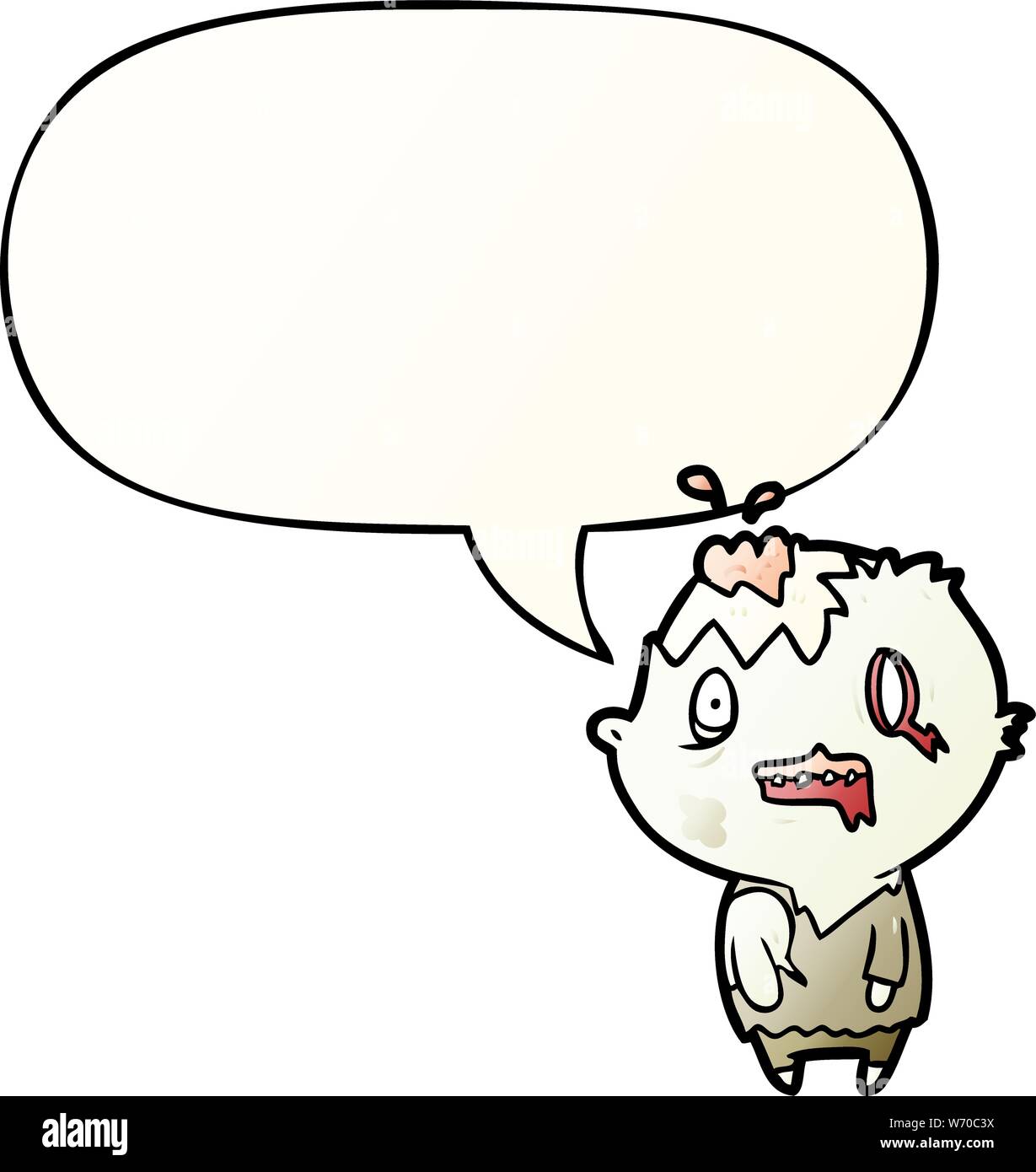 cartoon zombie with speech bubble in smooth gradient style Stock Vector ...