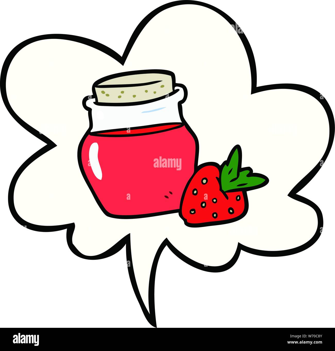 cartoon jar of strawberry jam with speech bubble Stock Vector Image ...