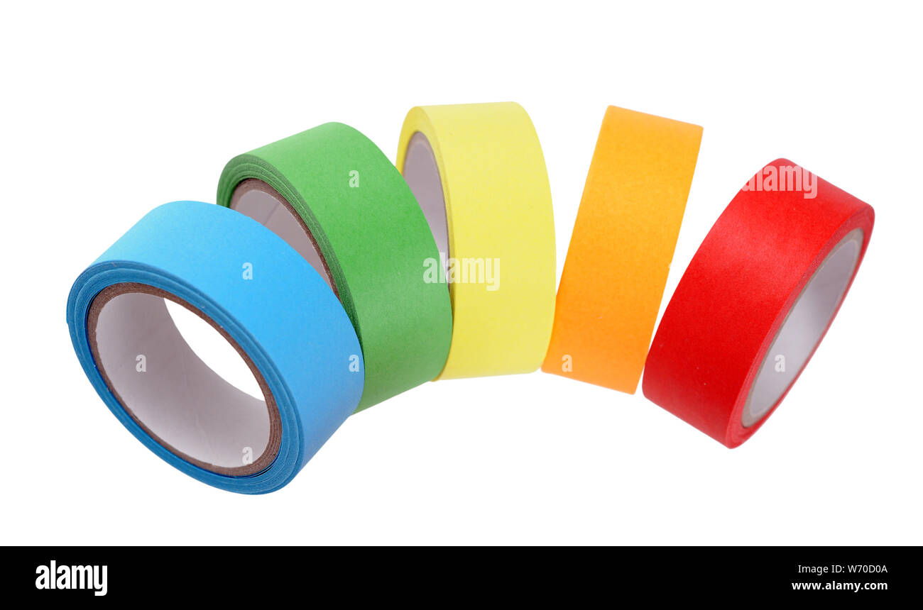colorful tape rolls isolated on white Stock Photo - Alamy