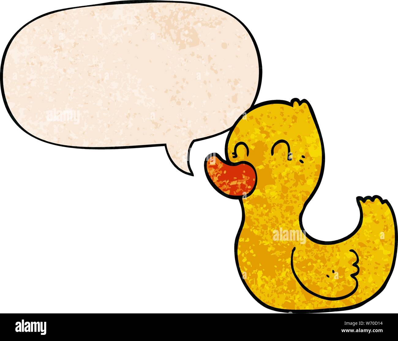 cartoon duck with speech bubble in retro texture style Stock Vector ...