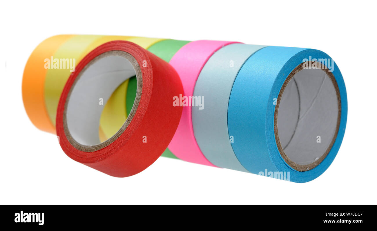 colorful tape roll isolated on white background Stock Photo - Alamy