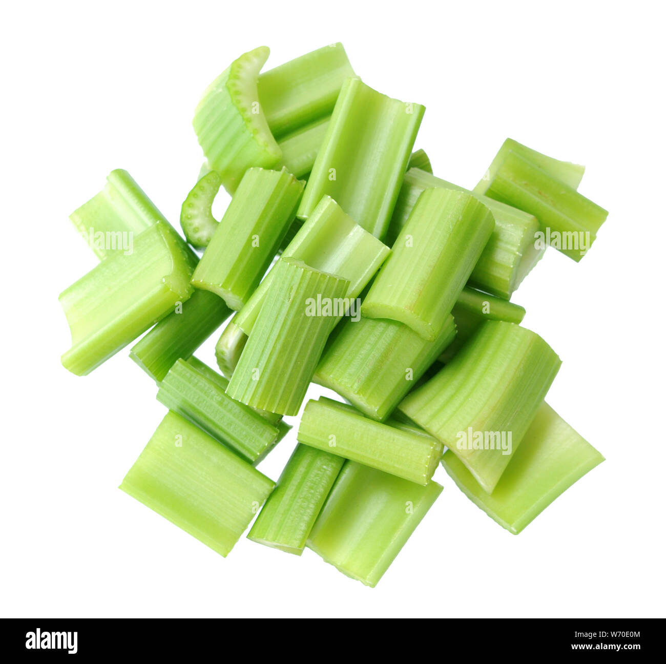 chopped celery isolated on white background Stock Photo - Alamy