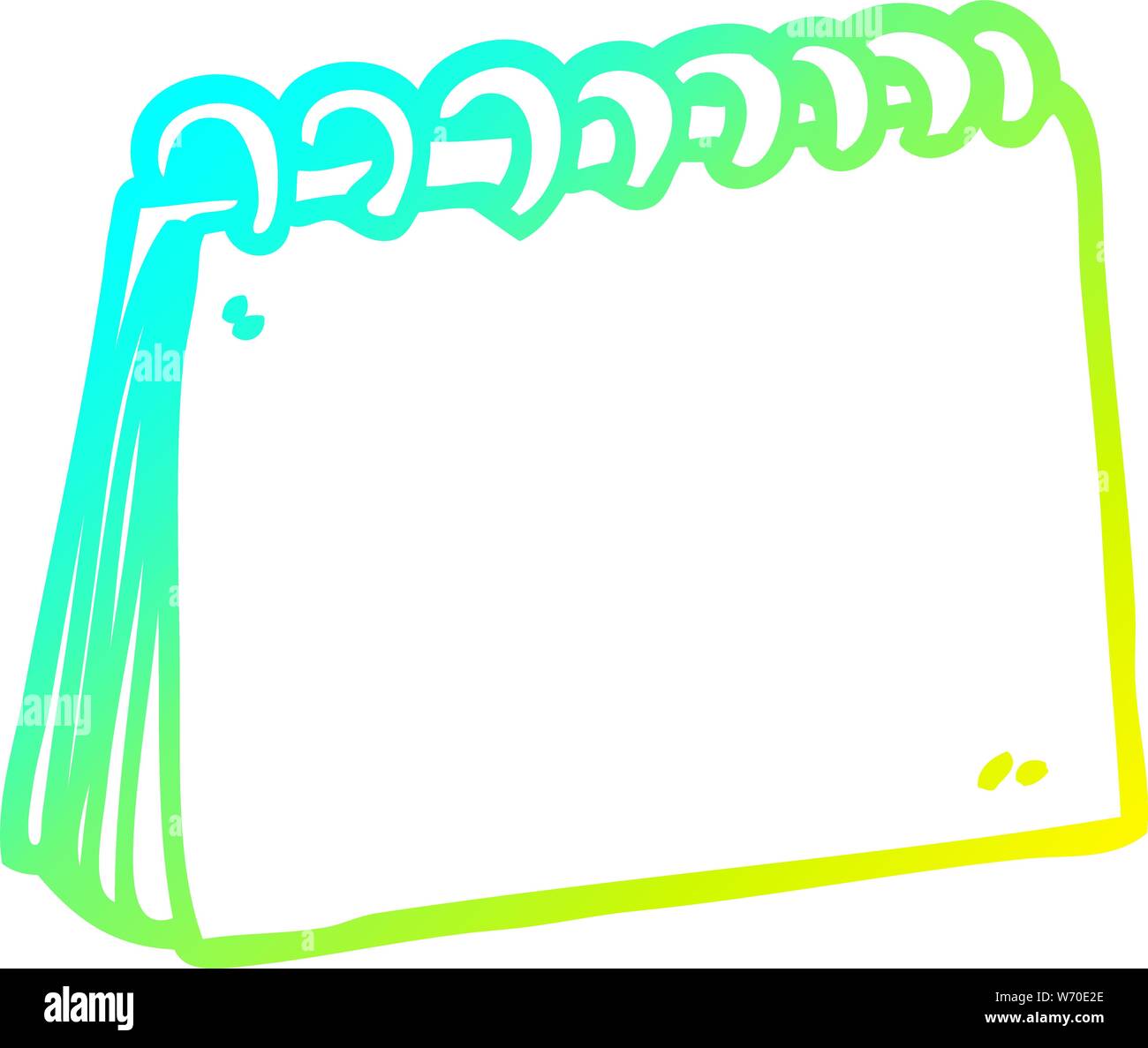 cold gradient line drawing of a cartoon blank calendar Stock Vector ...