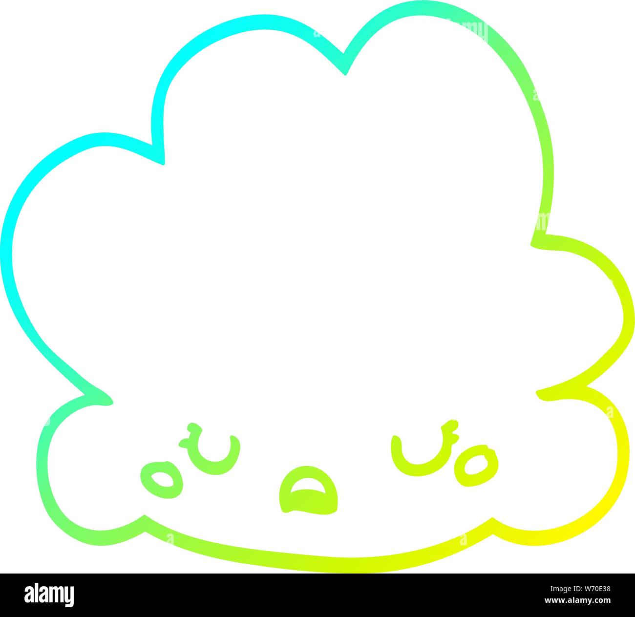 cold gradient line drawing of a cute cartoon cloud Stock Vector Image ...