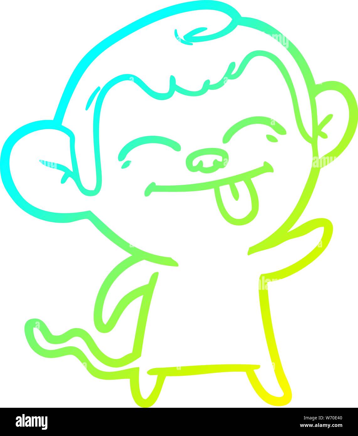 cold gradient line drawing of a funny cartoon monkey Stock Vector Image ...