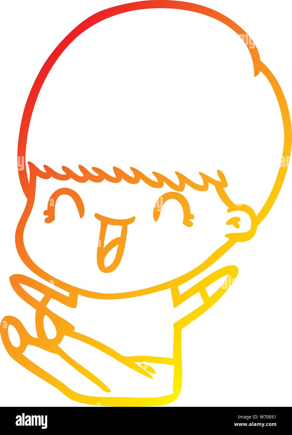 warm gradient line drawing of a happy cartoon boy Stock Vector Image ...