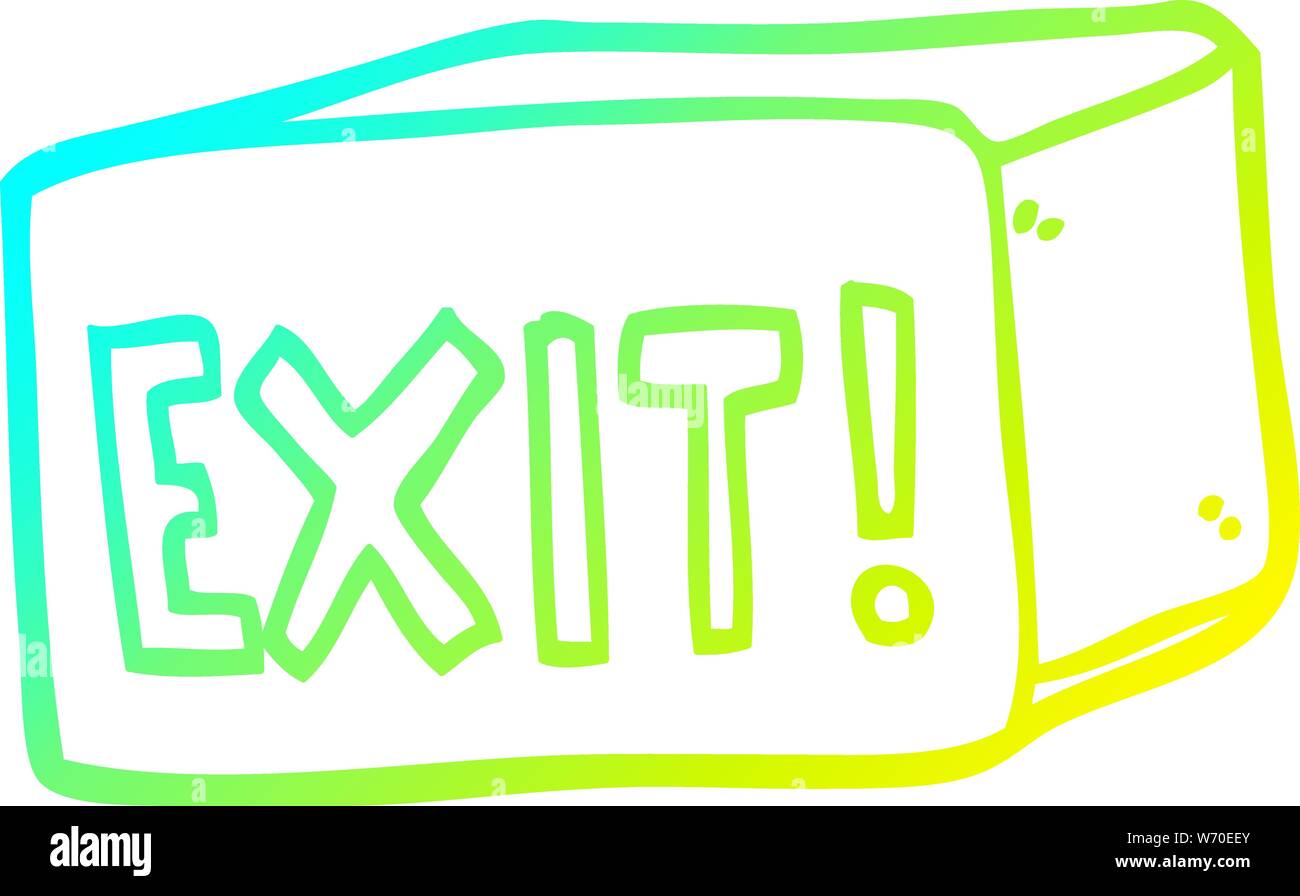 cold gradient line drawing of a cartoon exit sign Stock Vector Image ...