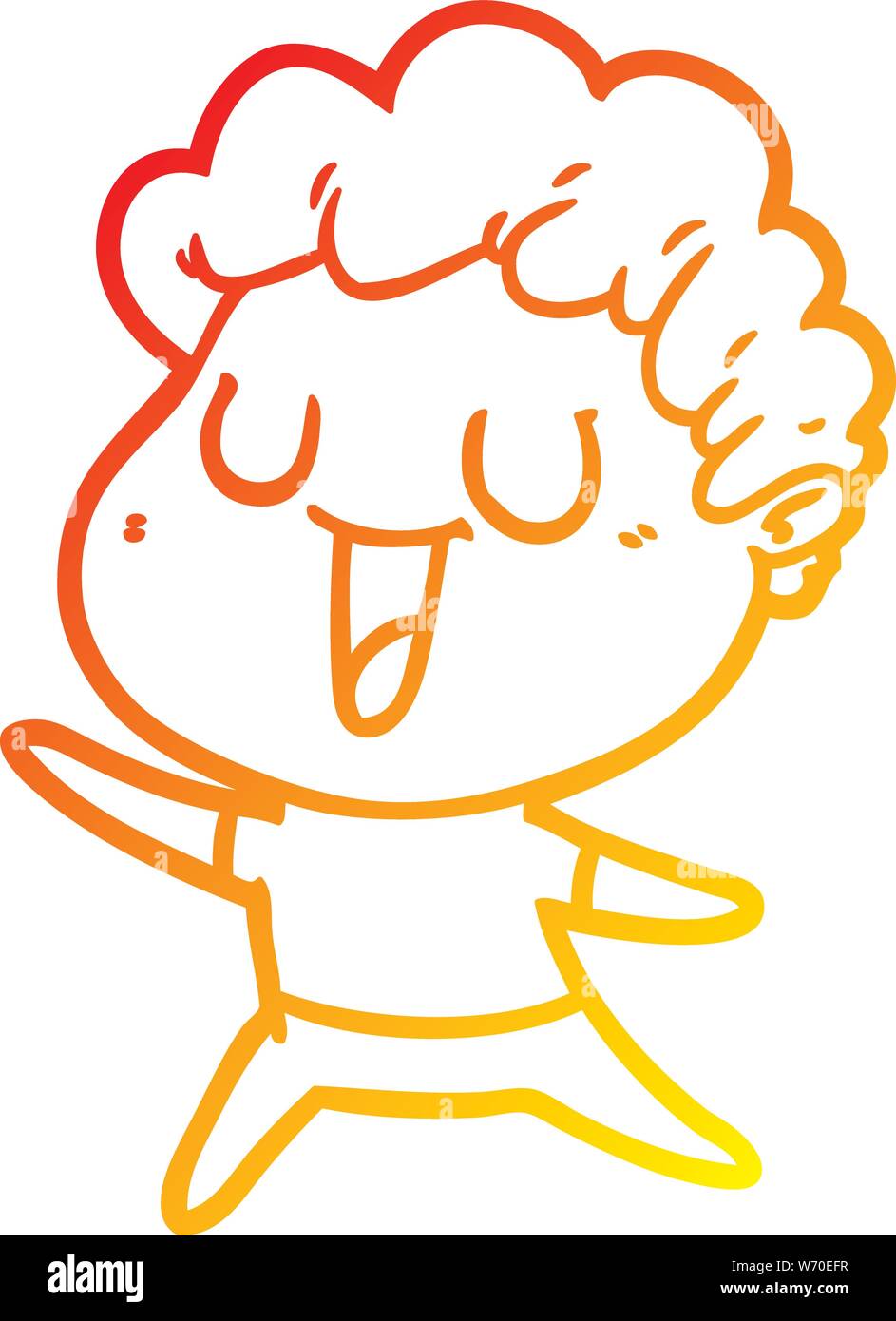 warm gradient line drawing of a laughing cartoon man Stock Vector Image ...