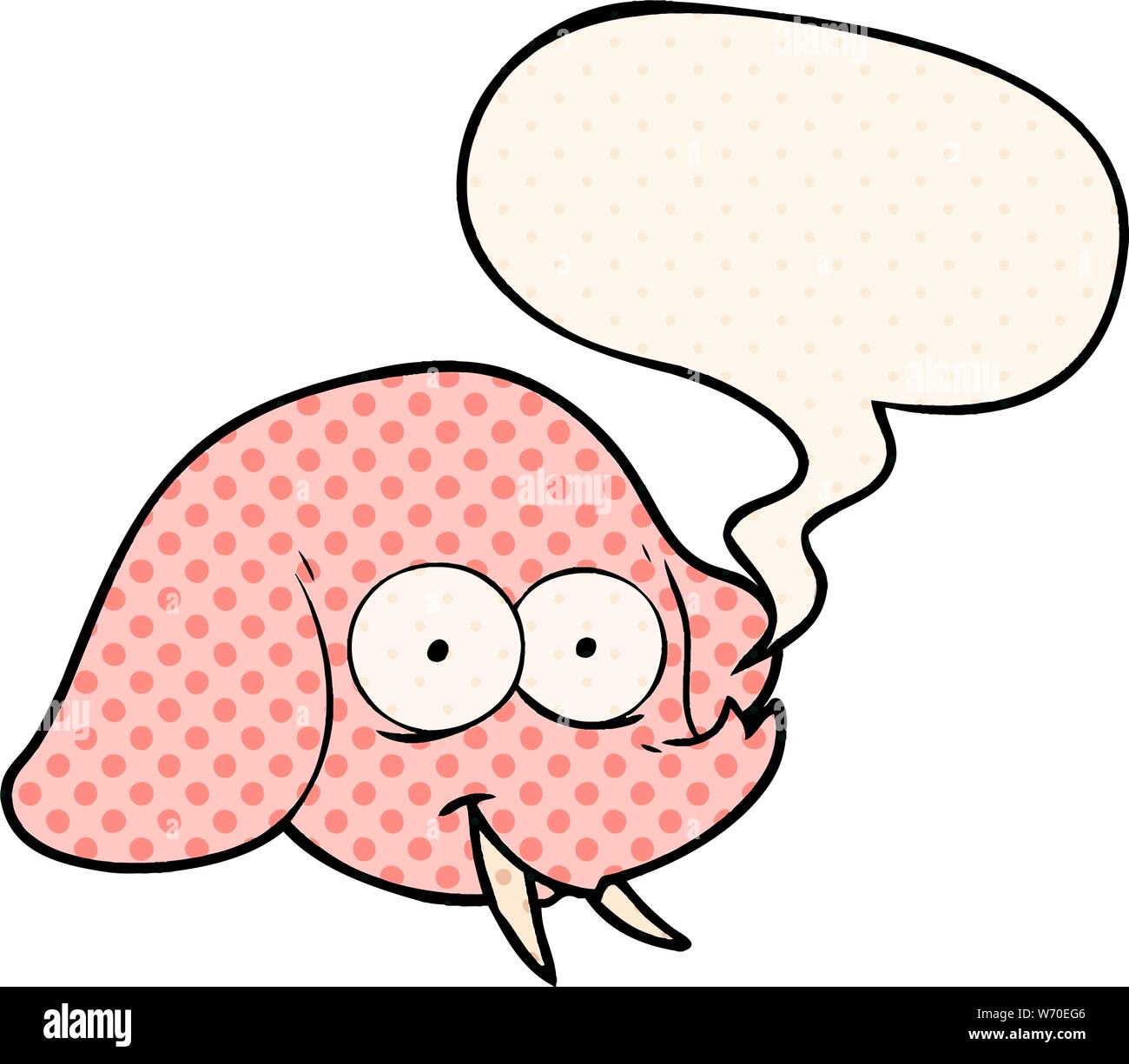 cartoon elephant face with speech bubble in comic book style Stock ...