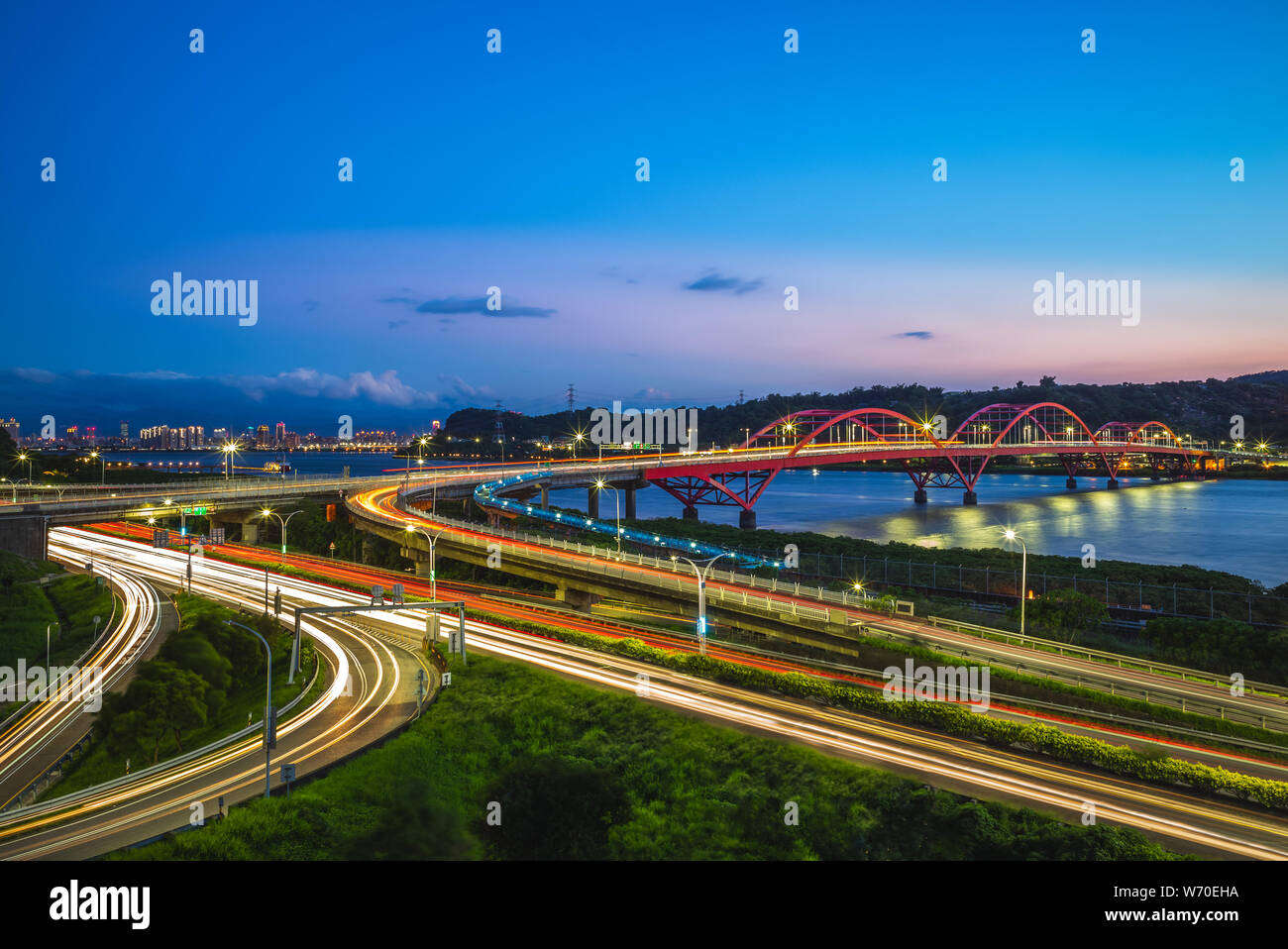 scenery of new taipei city by the Tamsui River Stock Photo - Alamy