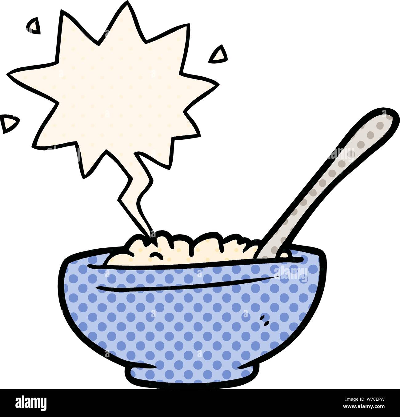 cartoon bowl of rice with speech bubble in comic book style Stock ...