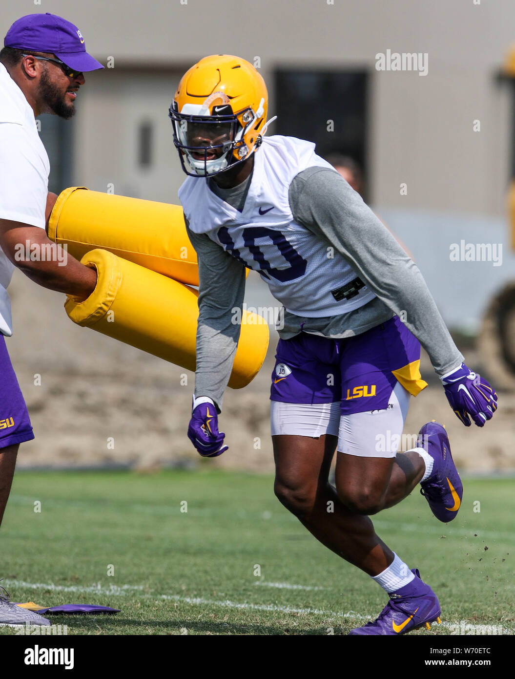 August 3, 2019: LSU tight end Stephen Sullivan (10) works a drill to ...