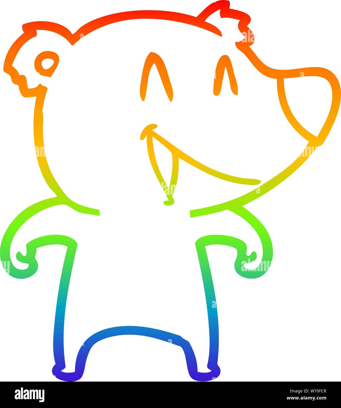 rainbow gradient line drawing of a laughing bear cartoon Stock Vector ...