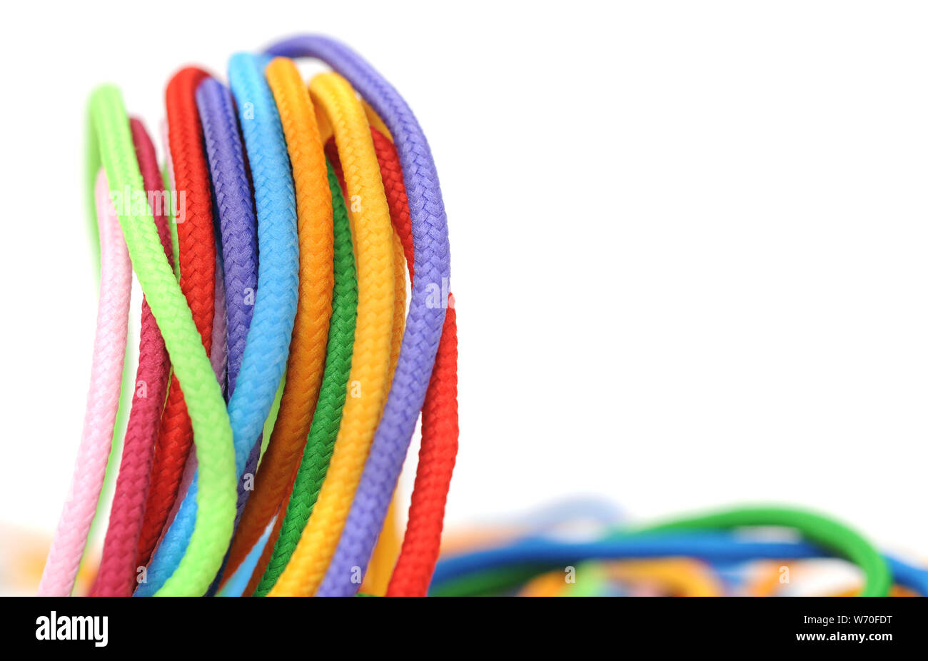 multicolor linen rope on white Stock Photo - Alamy