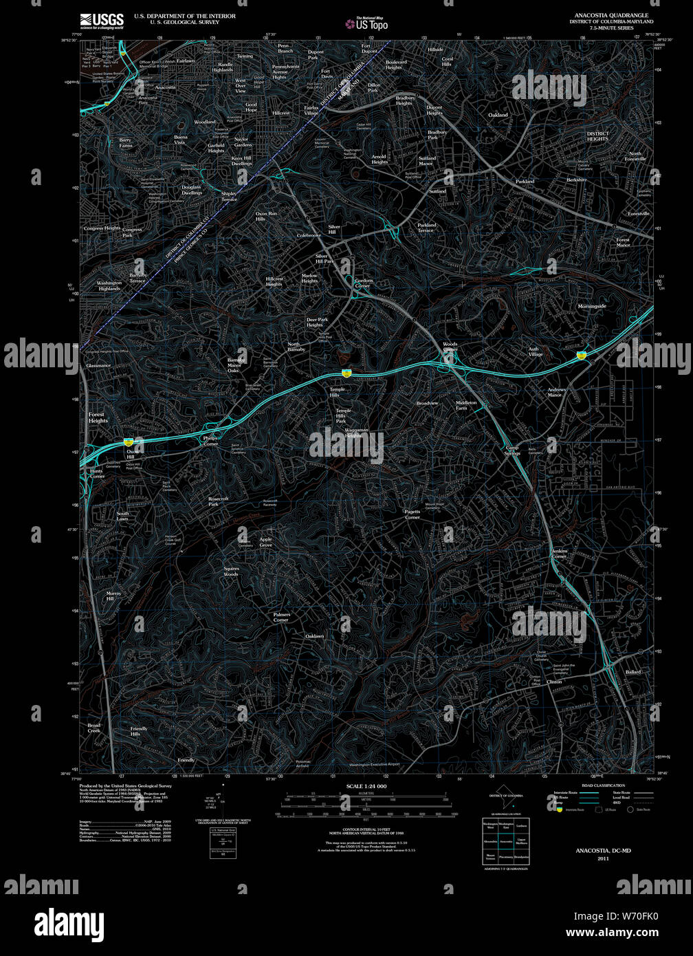 USGS Topo Map District of Columbia DC Anacostia 20110621 TM Inverted ...