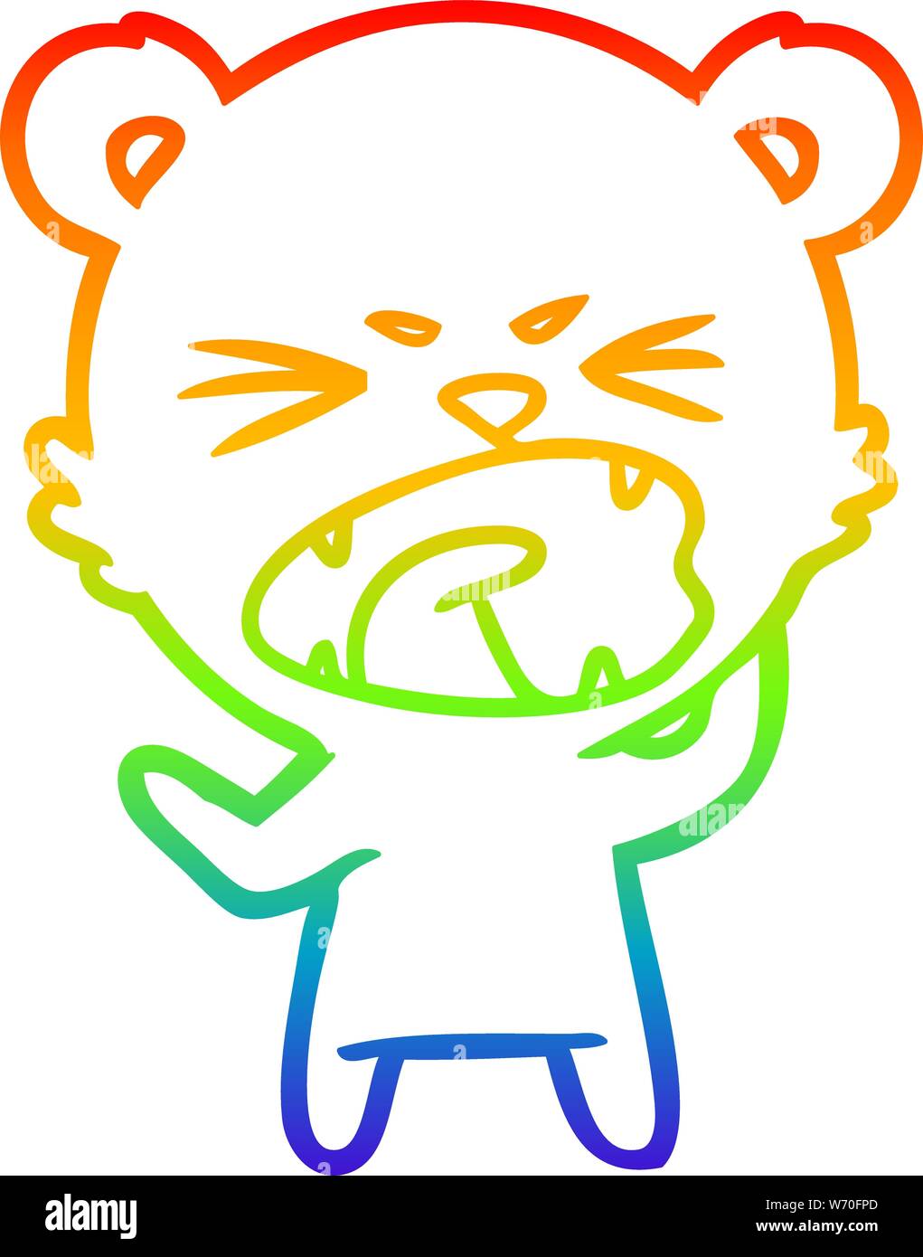 rainbow gradient line drawing of a angry cartoon bear shouting Stock ...