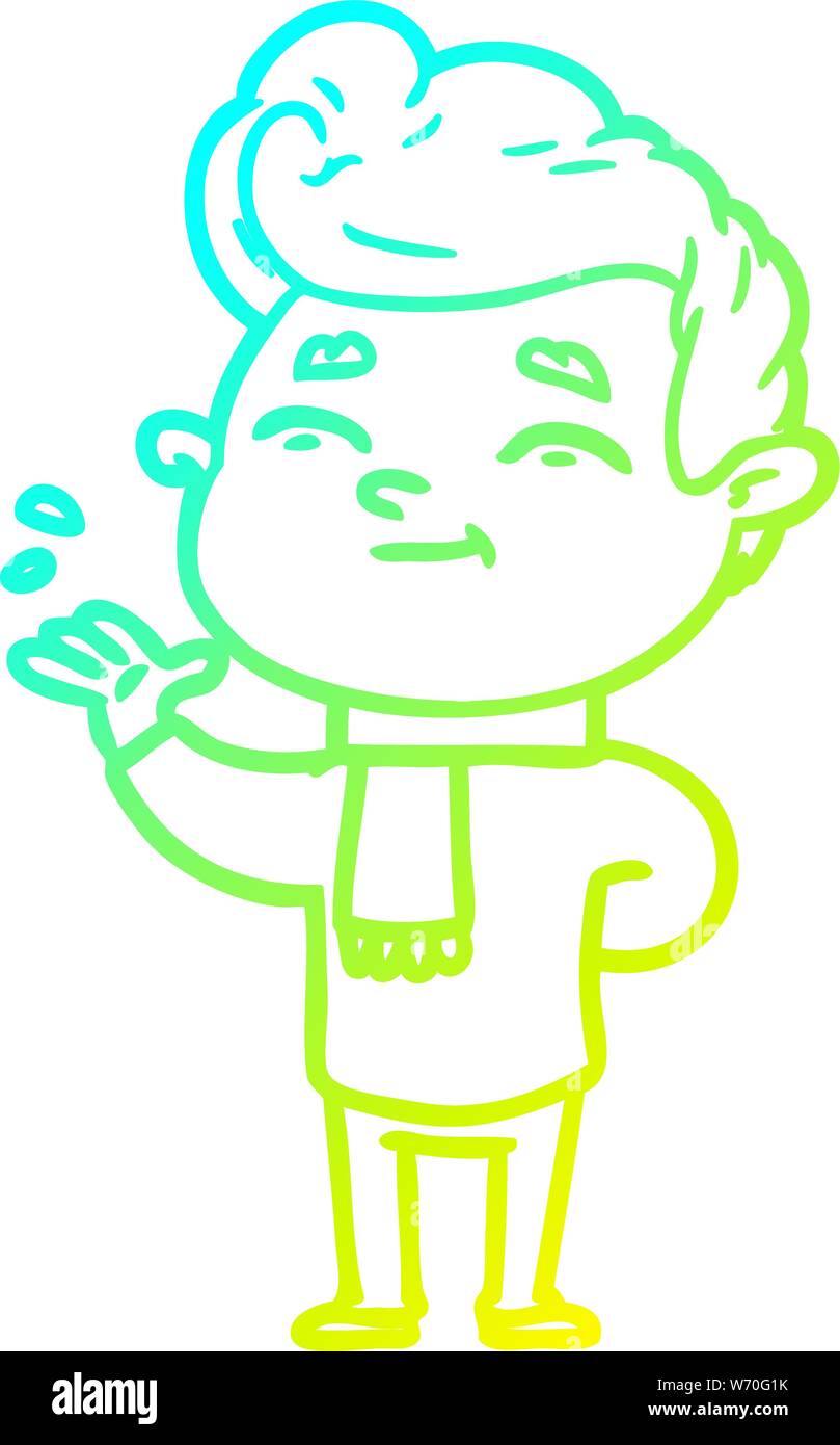 cold gradient line drawing of a happy cartoon man Stock Vector Image ...