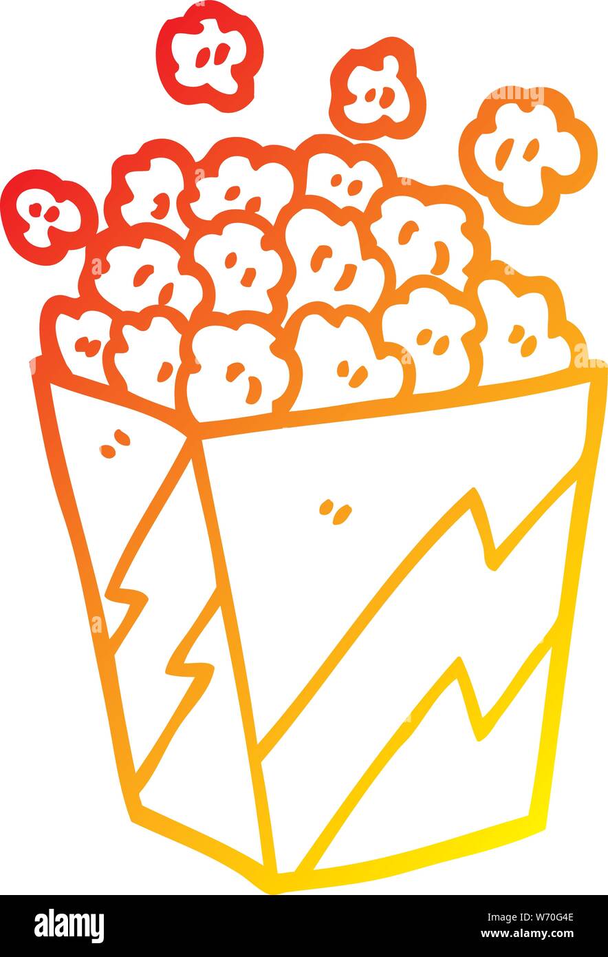 warm gradient line drawing of a cartoon popcorn Stock Vector Image ...