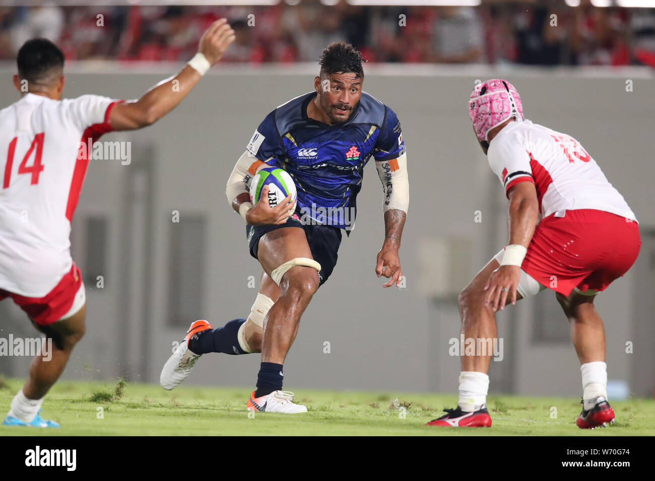 Hanazono Rugby Stadium, Osaka, Japan. 3rd Aug, 2019. Amanaki Lelei Mafi ...