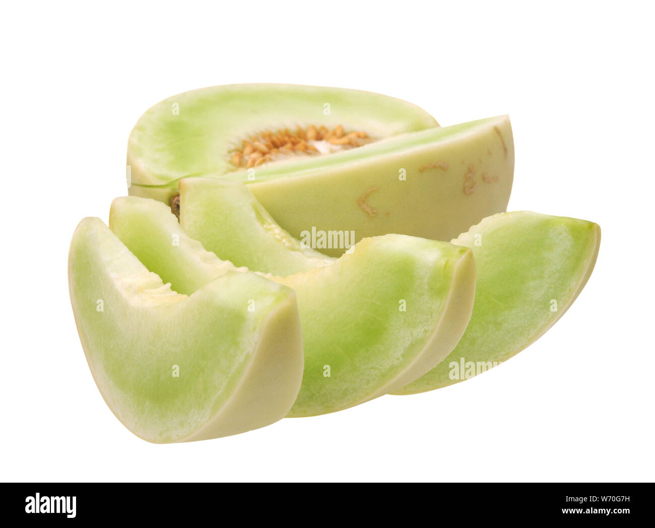 chopped green melon isolated on white background Stock Photo - Alamy