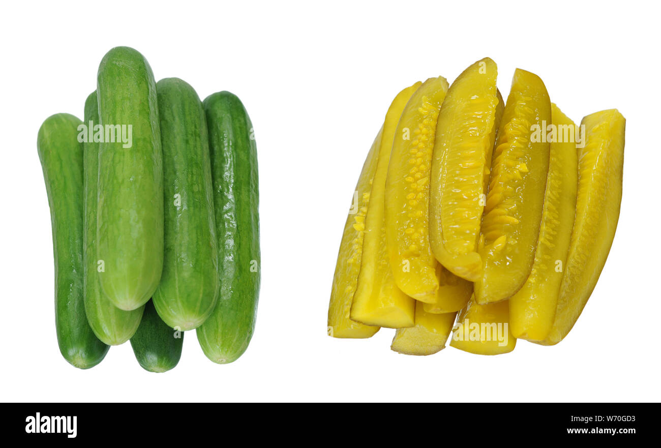 fresh slice salted pickle isolated on white Stock Photo - Alamy